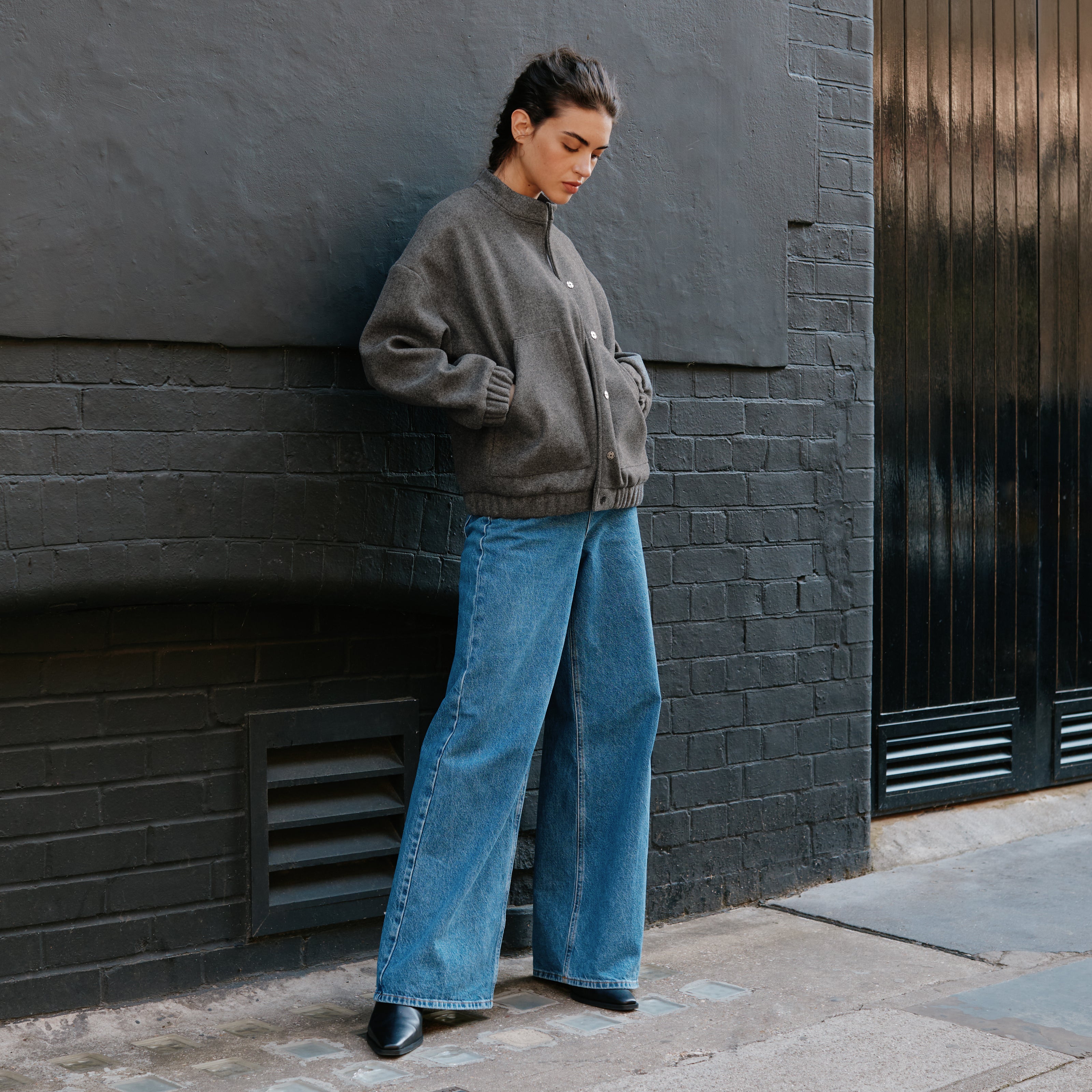 Grey Flannel Bomber Jacket | Sustainable Womenswear | Albaray