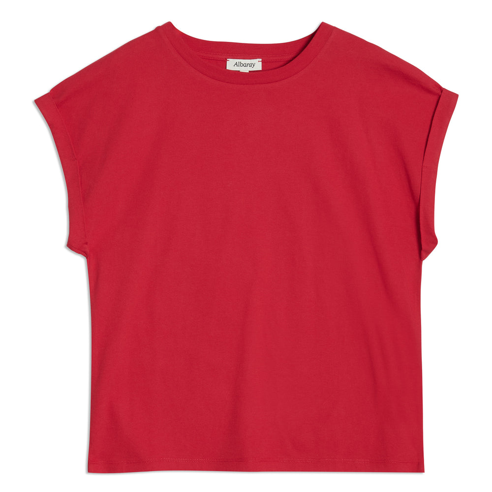 Roll Back T Shirt Red | Sustainable Womenswear | Albaray