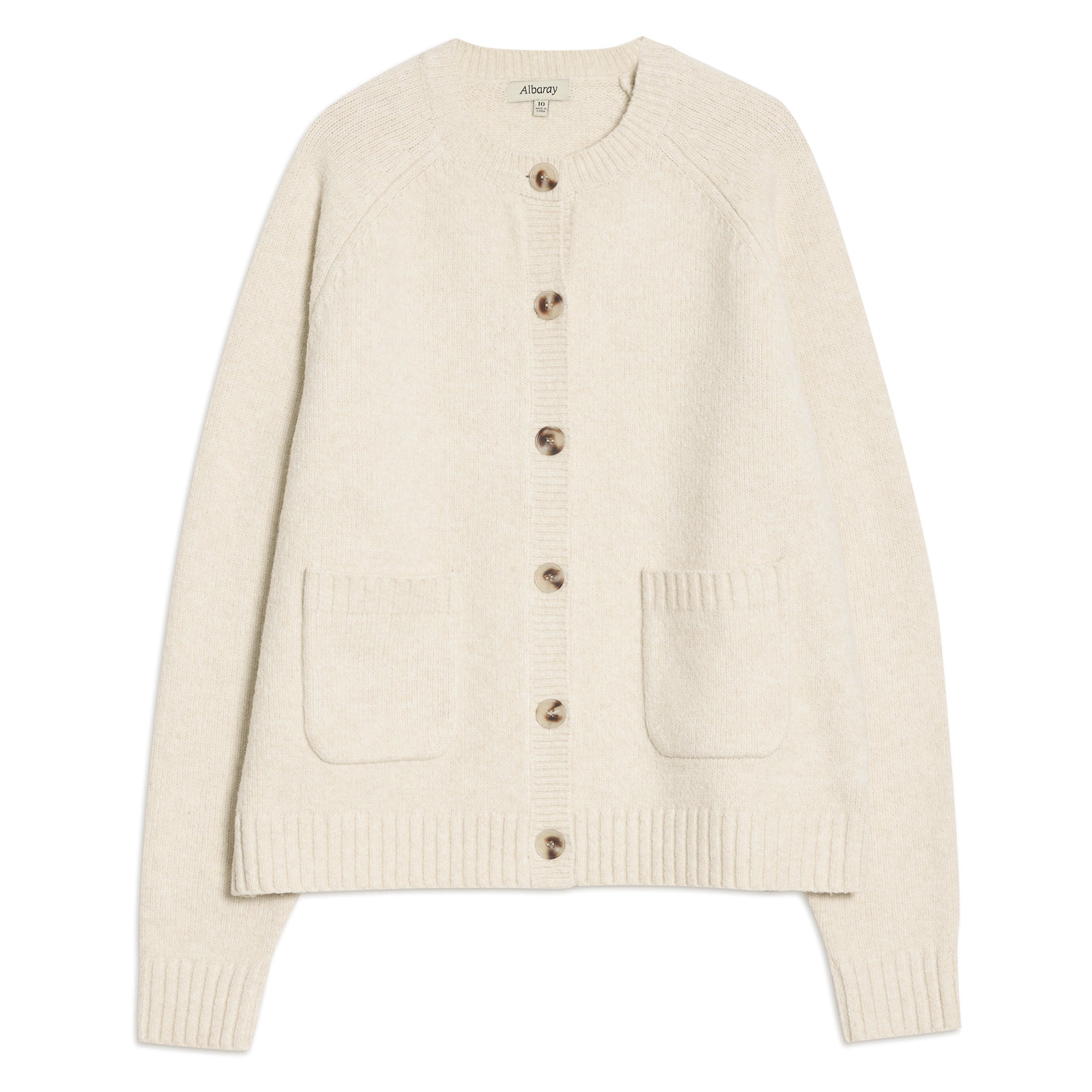 Cosy Pocket Crew Cardi Oatmeal | Sustainable Womenswear | Albaray