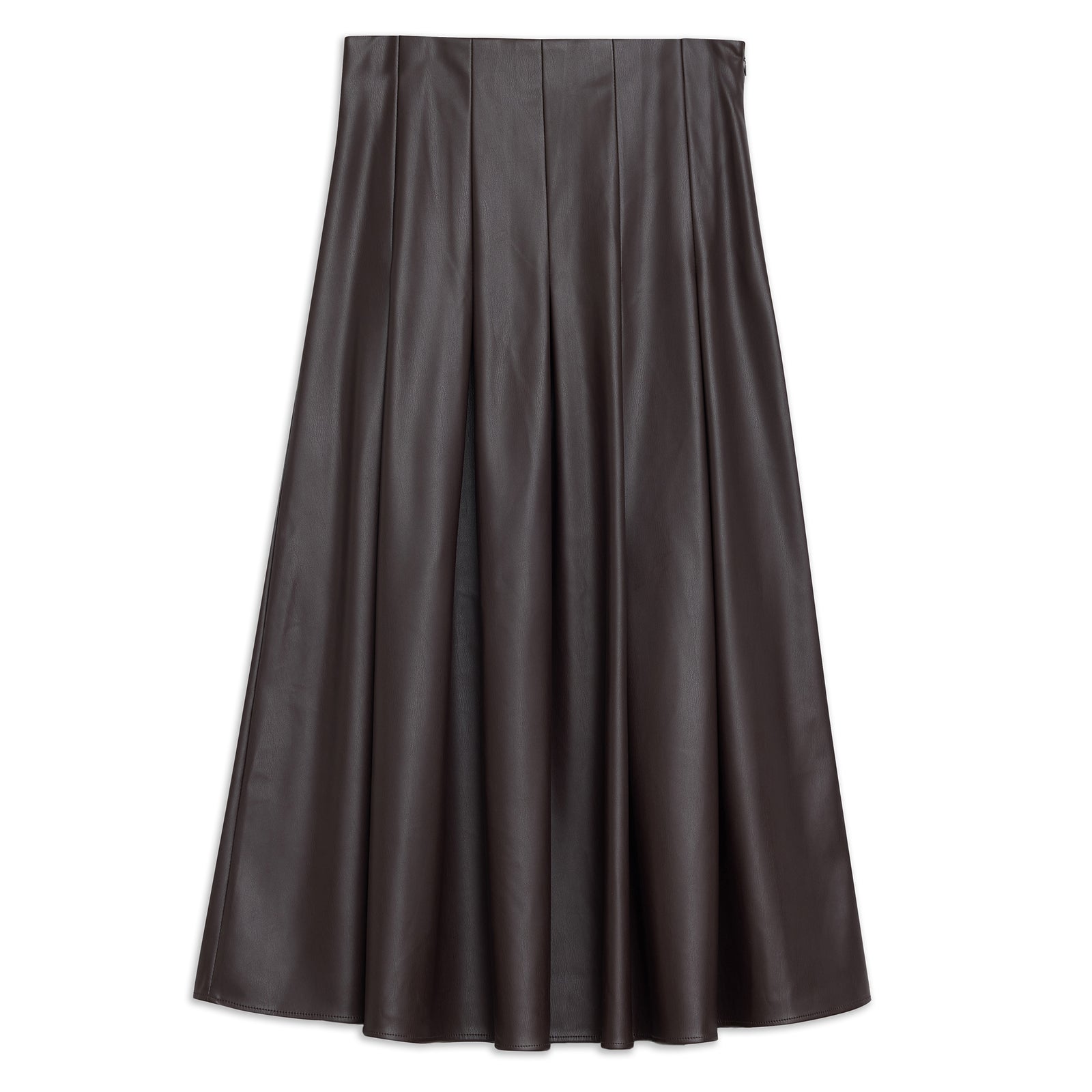 Faux Leather Pleat Midi Skirt | Sustainable Womenswear | Albaray